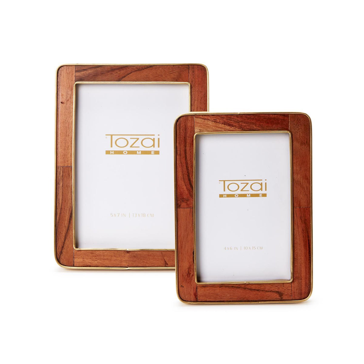Rounded Edge Wood Frame with Brass Edges - 2 sizes – give.