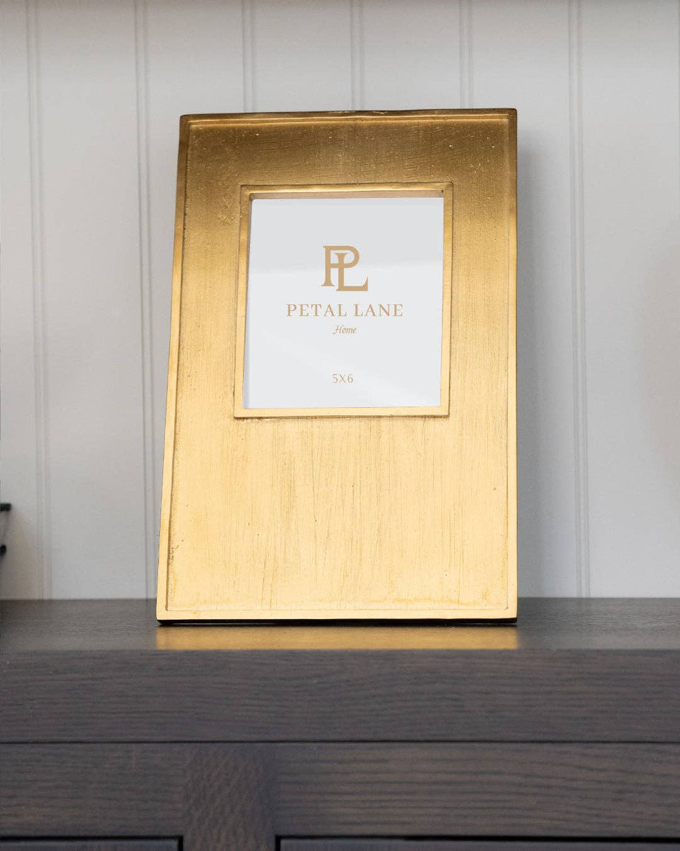 Tall Brushed Gold Photo Frame - 5x6 – give.