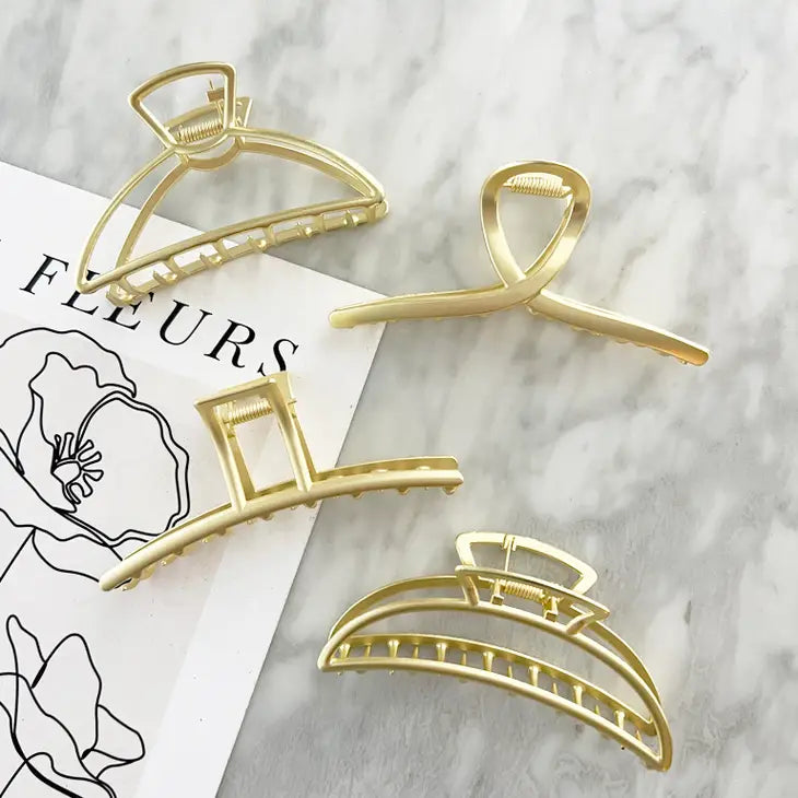 Matte Gold Hair Claw Clips – give.