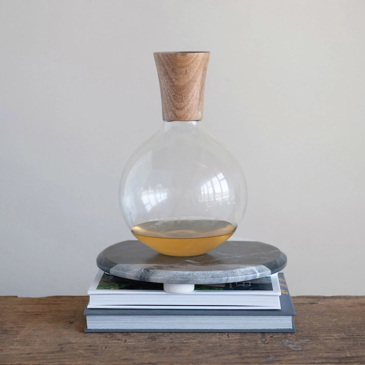 Glass and Mango Wood Decanter – give.