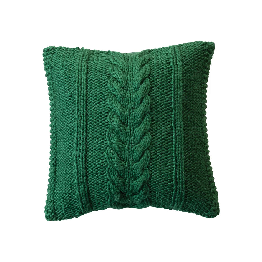 Green Cable Knit Pillow 20" – give.